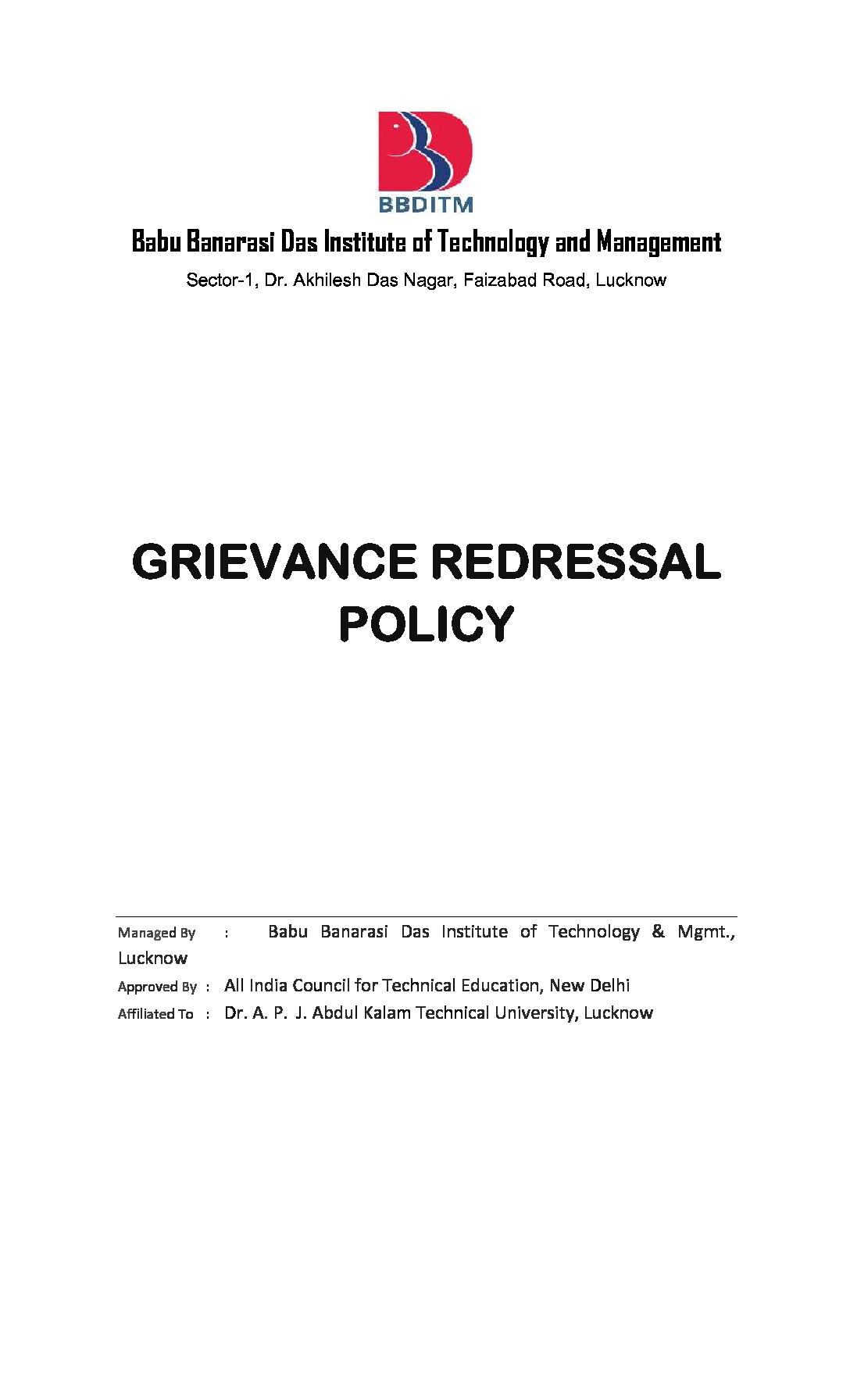 grievance-redressal-policy | BBDITM
