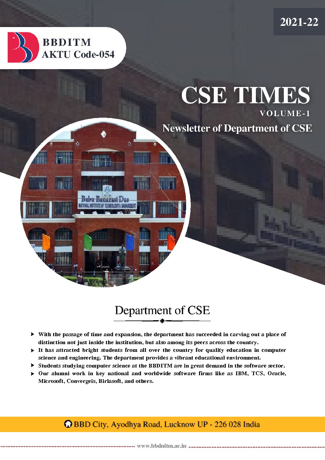 newsletter-2021-22-vol-1 | BBDITM
