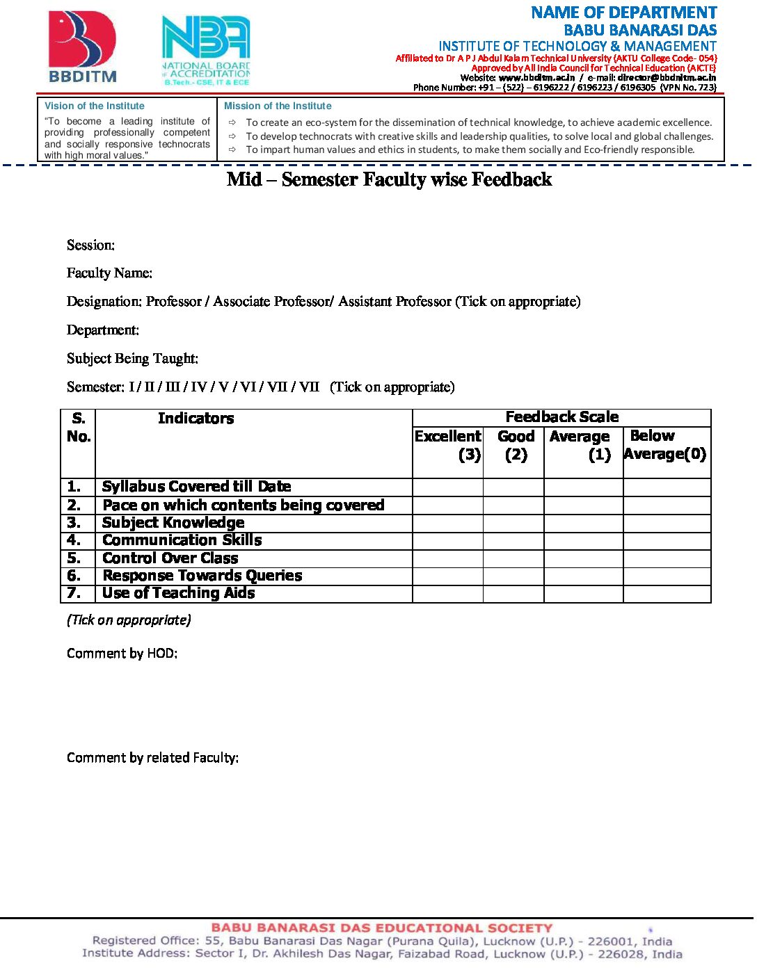 hod-feedback | BBDITM